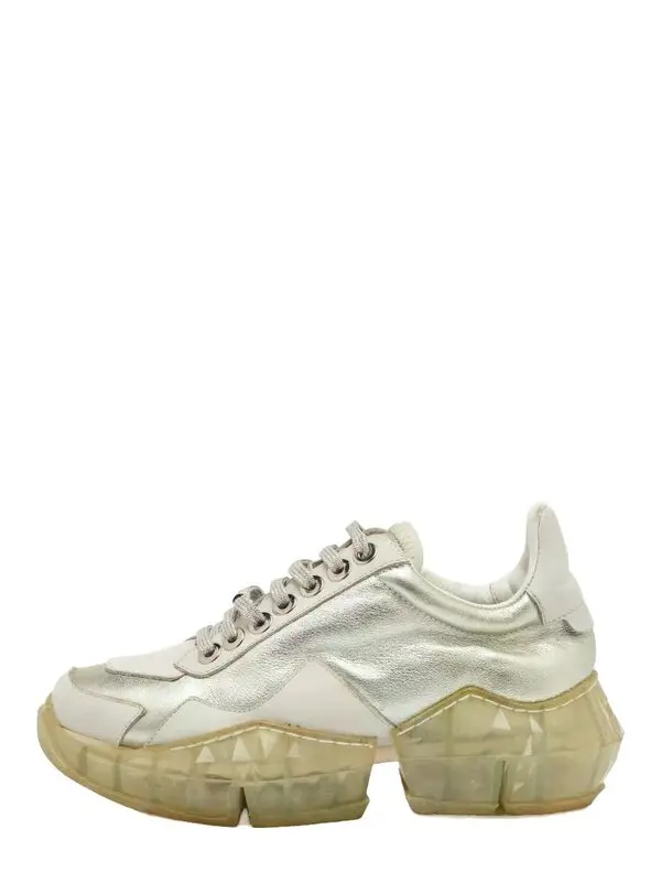 JIMMY CHOO Diamond Leather Sneakers - Silver