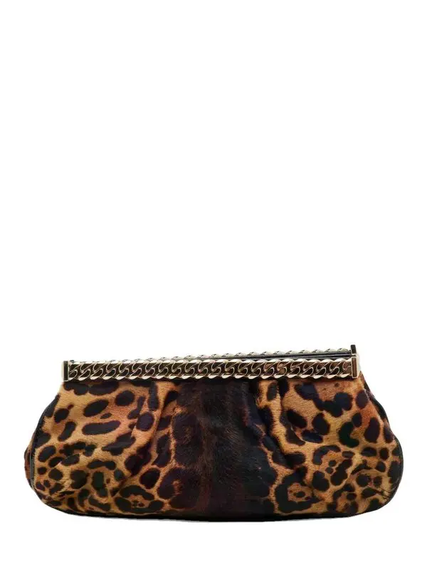 CHRISTIAN LOUBOUTIN Calf-hair Clutch Bag - Brown