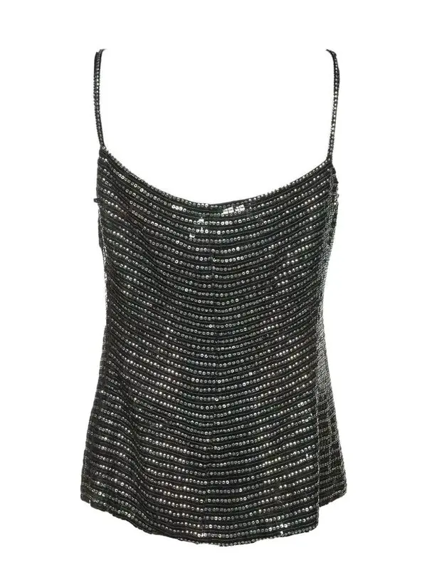 Emporio Armani Sequin Embellished Silk Tank Top - Black