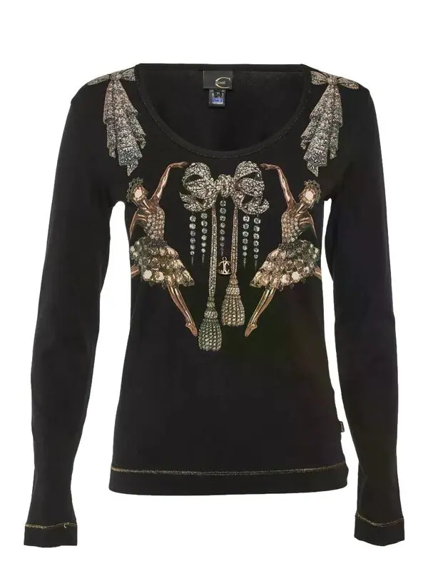 Just Cavalli Printed Long Sleeve Top - Black