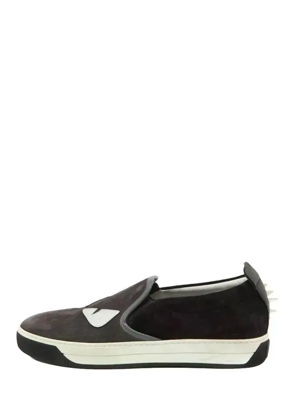 Fendi Monster Eyes Suede Slip-on Sneakers - Grey