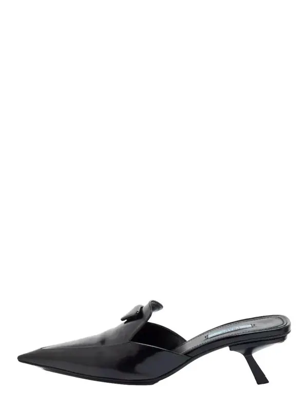 Prada Logo Plaque Mules - Black
