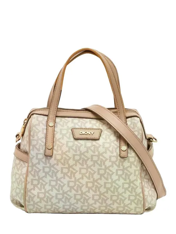 Mcm Monogram Leather Trim Tote Bag - Neutrals