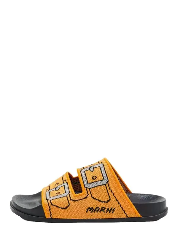 Marni Graphic Buckle Print Sandals - Orange