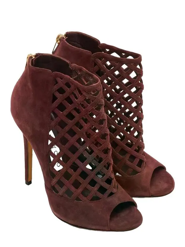 JIMMY CHOO Drift Cutout Peep-toe Ankle Boots - Red