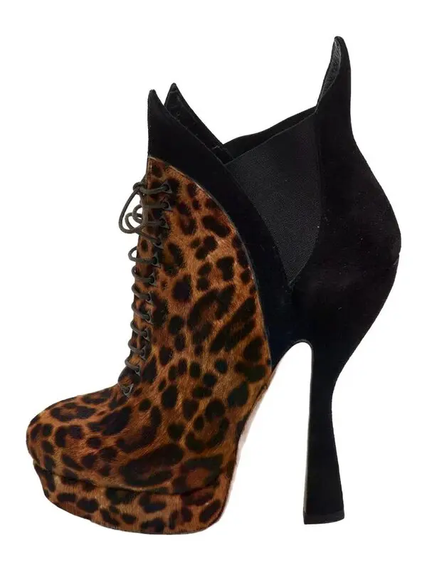 Alaïa Leopard-print Lace-up Ankle Boots - Brown