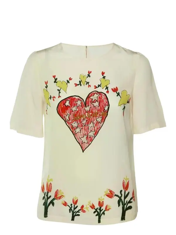 Dolce & Gabbana Printed Silk Top - Neutrals