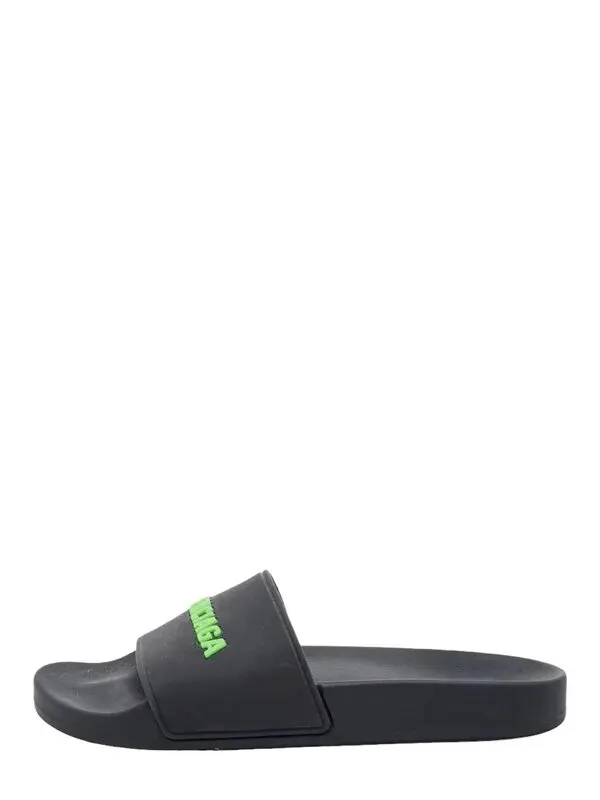 Balenciaga Logo-detail Slides - Black