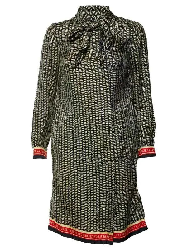 Carolina Herrera Herringbone Shirt Midi Dress - Black