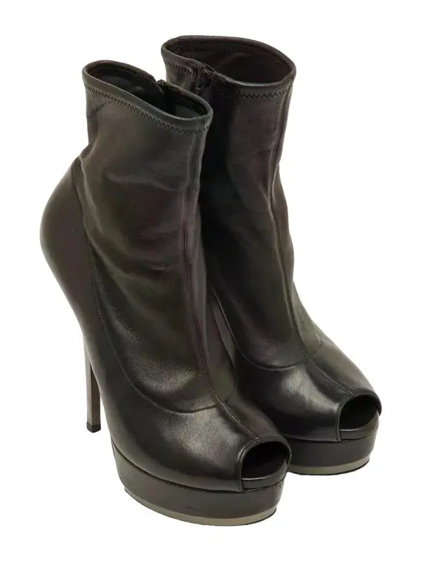 Gucci Peep-toe Platform Ankle Sandals - Black