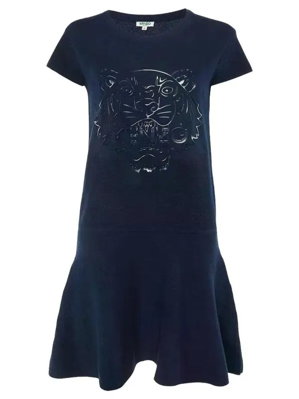 Kenzo Tiger Appliqué Mini Dress - Blue
