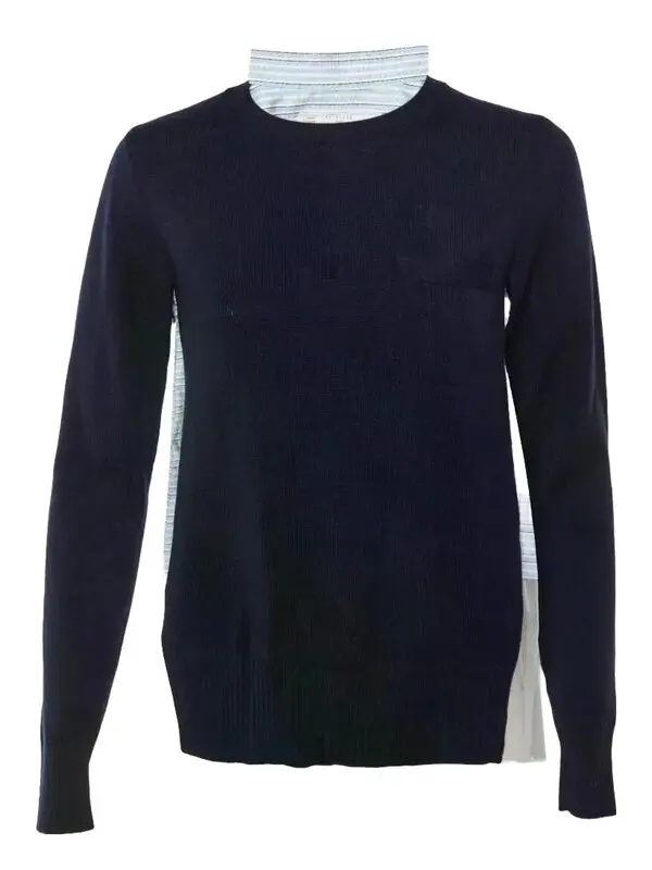 Sacai Striped Mesh-detail Sweater - Blue