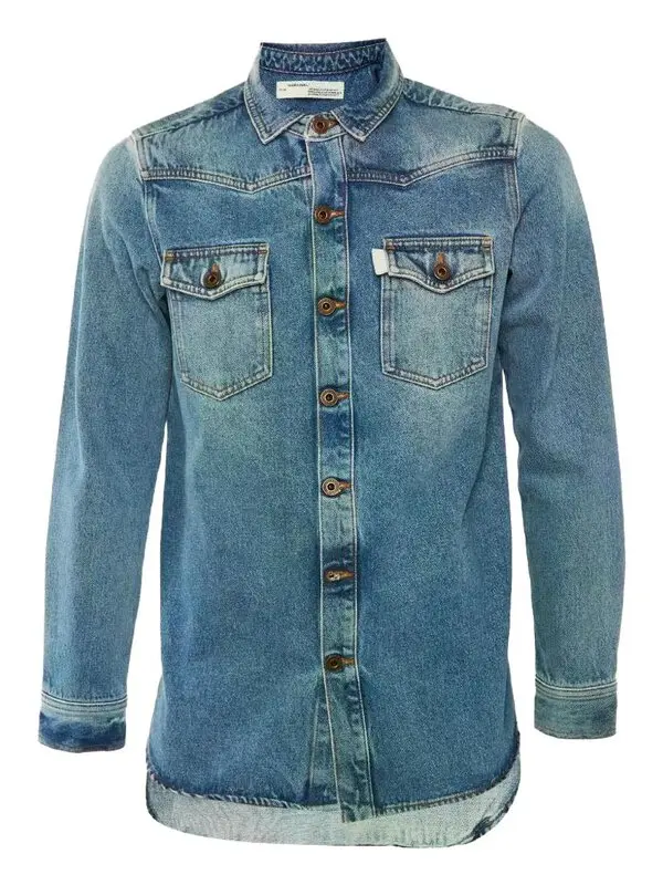Off-White Logo-print Denim Shirt Jacket - Blue