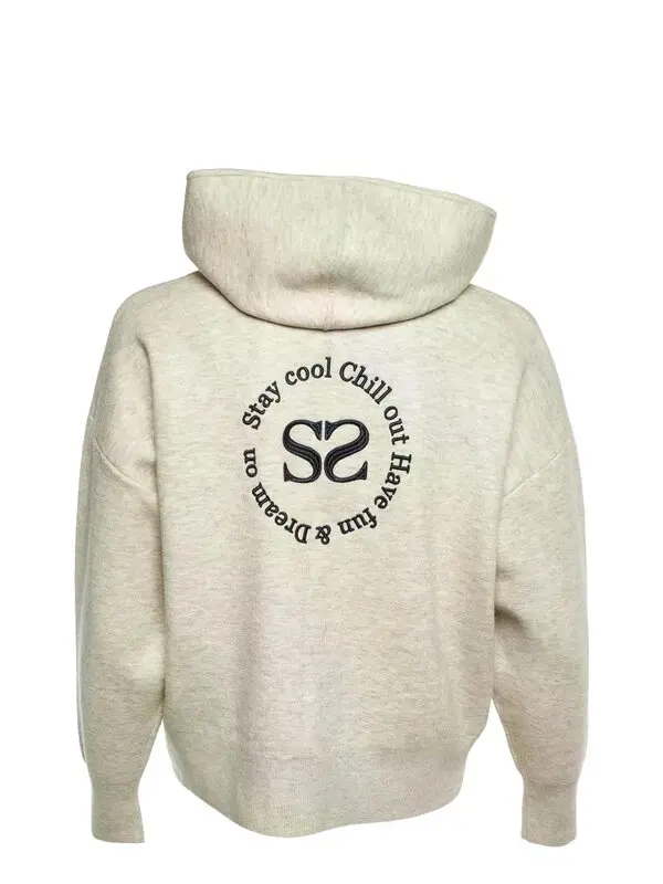 Sandro Embroidered Detail Zip-up Hoodie - Grey