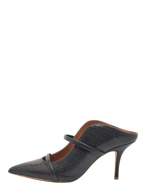 MALONE SOULIERS Maureen Snakeskin-embossed Heeled Mules - Grey