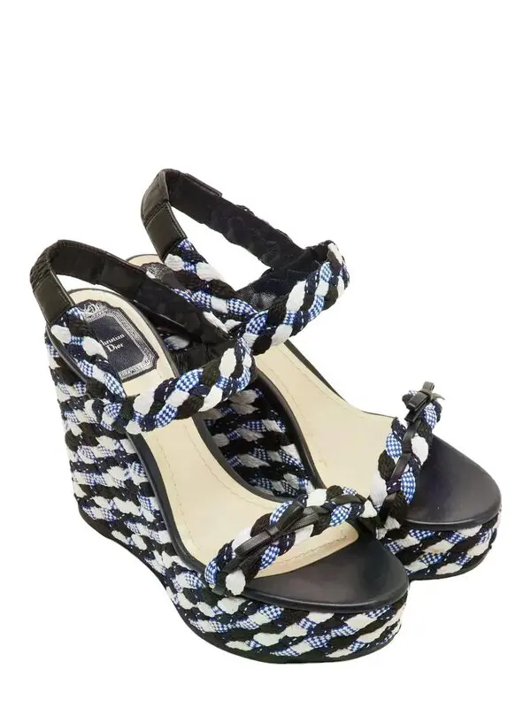 Dior Braided Platform Wedge Sandals - Blue