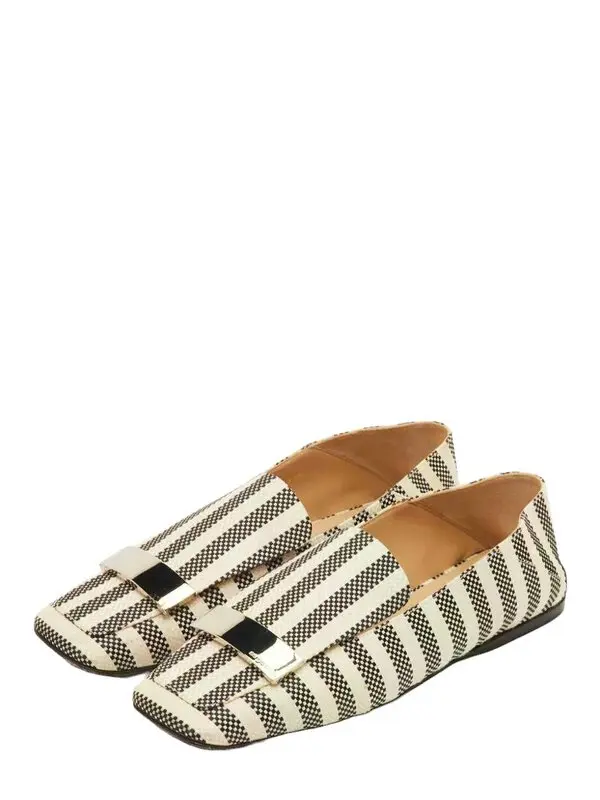 SERGIO ROSSI Sr1 Striped Moccasins - Neutrals