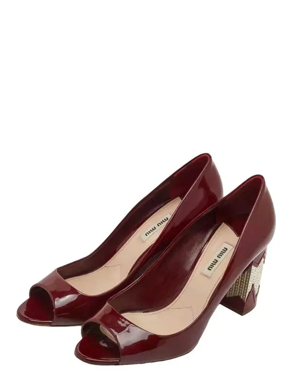 Miu Miu Peep-toe Crystal-embellished Pumps - Red