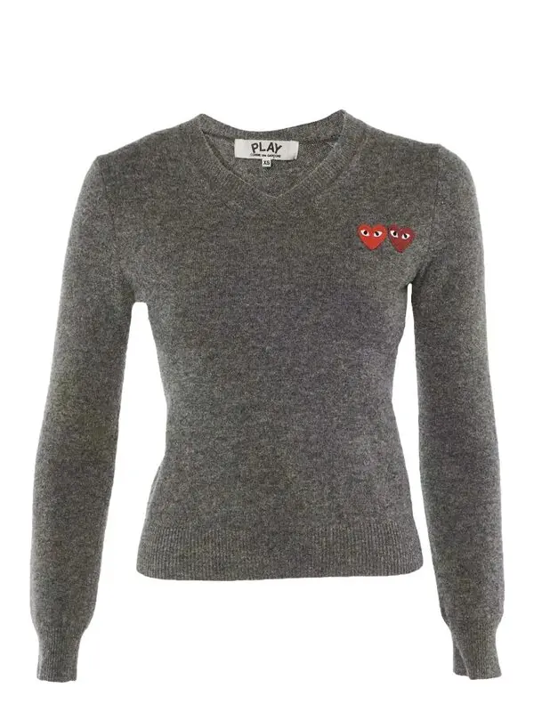Comme Des Garçons Wool V-neck Sweater - Grey