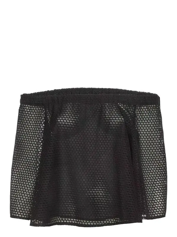 Maje Off-the-shoulder Mesh Top - Black