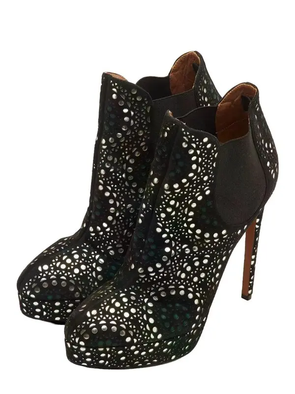 Alaïa Laser-cut Platform Stiletto Boots - Black