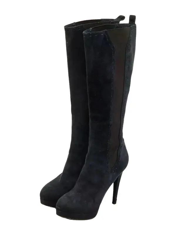 Saint Laurent Suede Platform Stiletto Boots - Blue