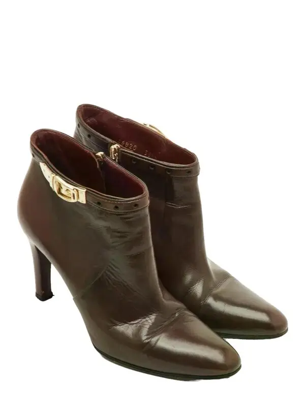 Gucci Buckled Leather Ankle Boots - Brown