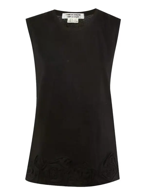 Comme Des Garçons Floral Appliqué Tank Top - Black