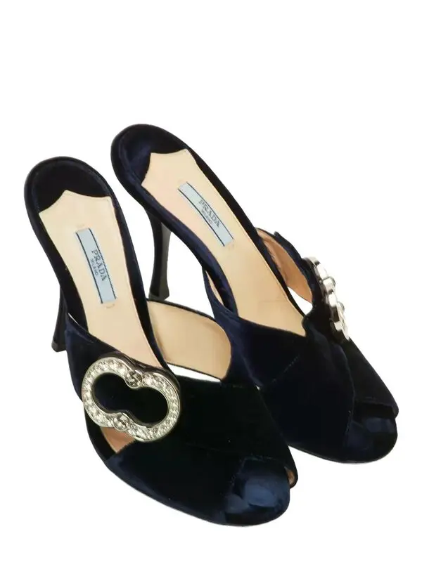 Prada Crystal-embellished Velvet Sandals - Blue