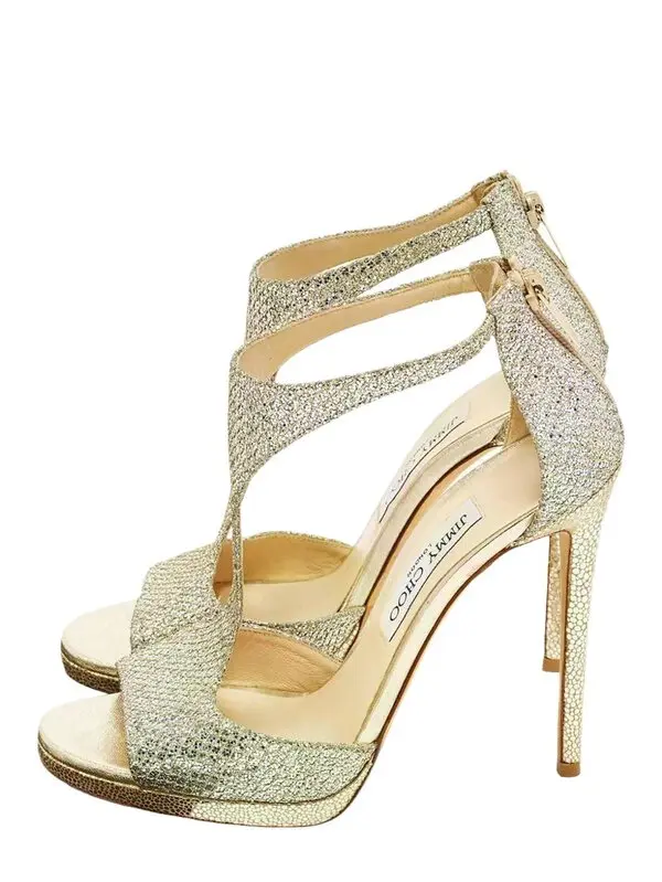 JIMMY CHOO Lana Glitter Sandals - Gold