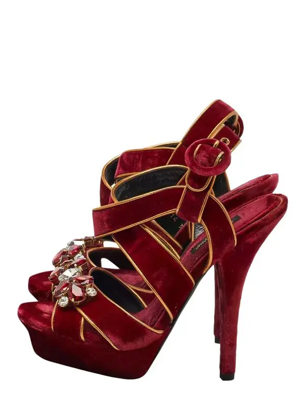 Dolce & Gabbana Embellished Platform Stiletto Sandals - Red