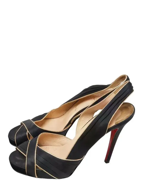 CHRISTIAN LOUBOUTIN Leather Platform Slingback Sandals - Black