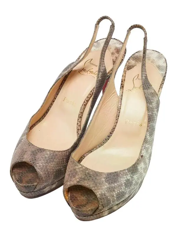 CHRISTIAN LOUBOUTIN Peep-toe Slingback Platform Pumps - Brown