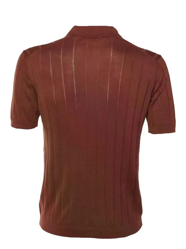 Tagliatore Jude Rib-knit Polo T-shirt - Brown