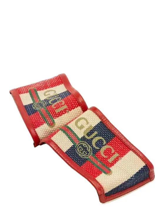Gucci Canvas And Leather Logo Pool Slide Sandals - Red