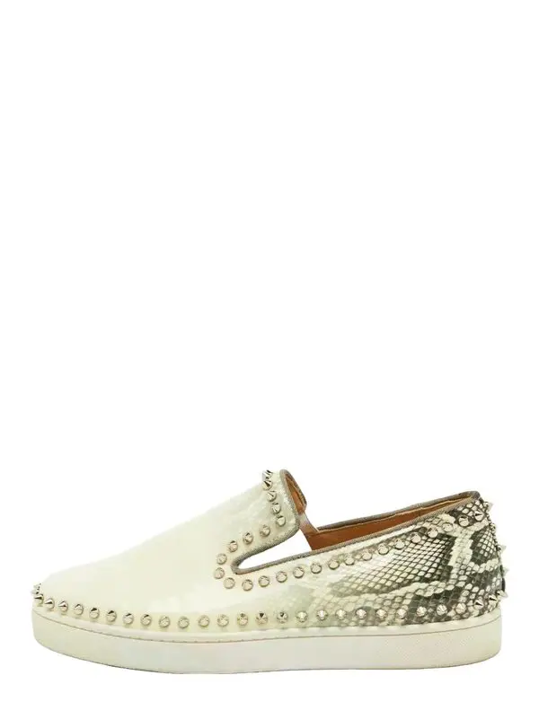 CHRISTIAN LOUBOUTIN Snakeskin-effect Print Leather Sneakers - Neutrals