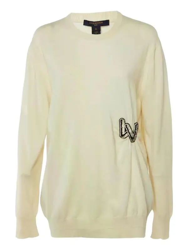 LOUIS VUITTON Embellished Logo Sweater - Neutrals