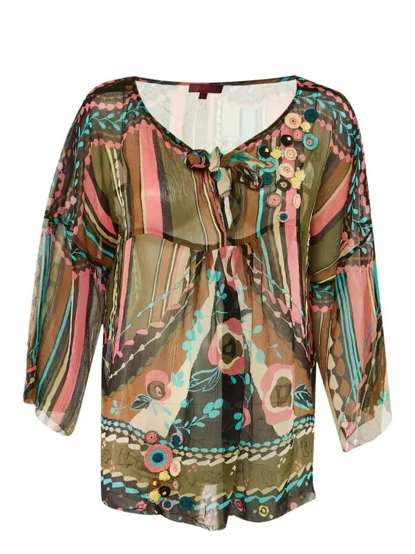 Kenzo Printed V-neck Blouse - Neutrals
