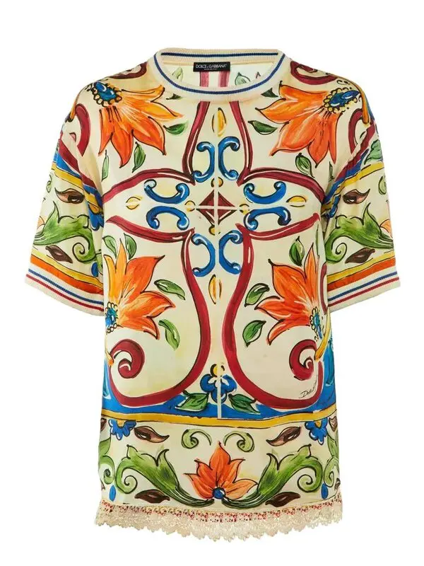 Dolce & Gabbana Majolica Print T-shirt - Neutrals