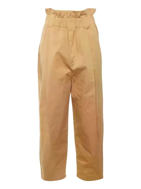 Fendi Paperbag Waist Cotton Twill Trousers - Neutrals