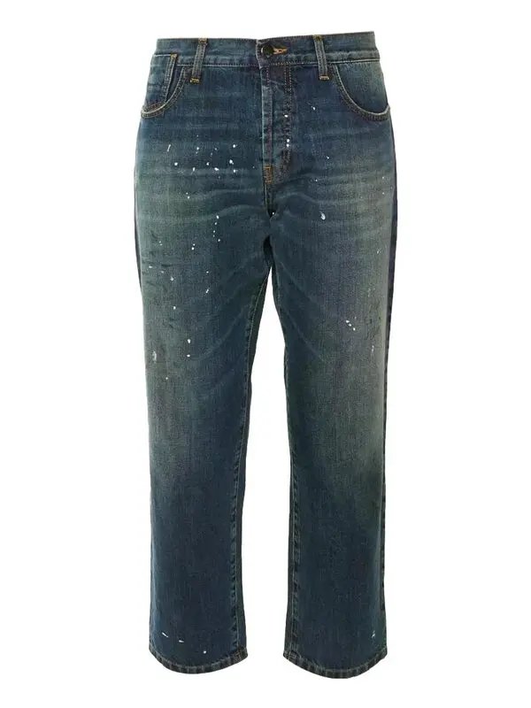 Marni Low-waist Paint-splatter Jeans - Blue