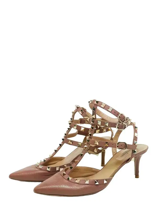 Valentino Garavani Rockstud Ankle-strap Pumps - Neutrals
