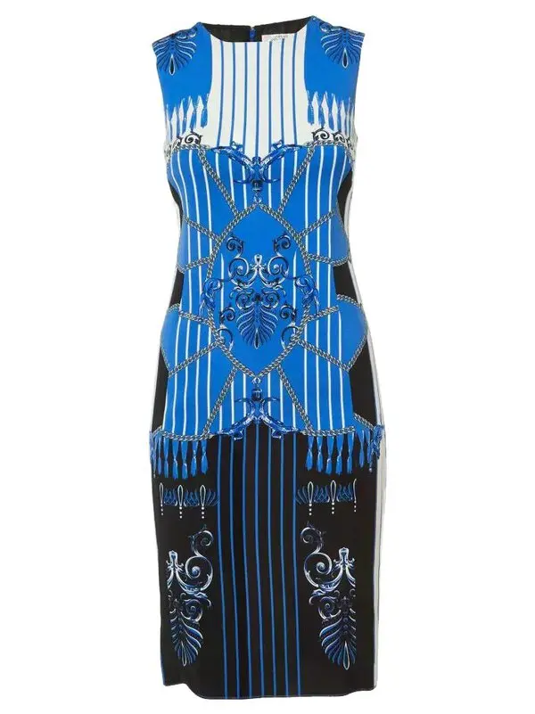 Versace Chain Print Sleeveless Dress - Blue