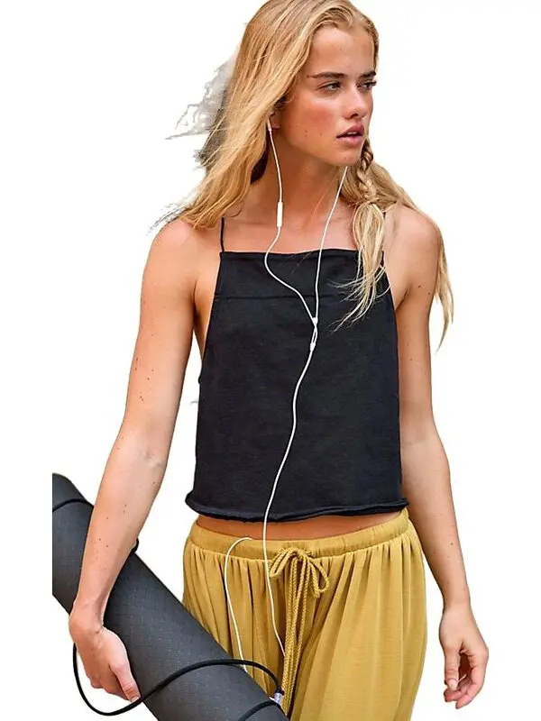 Free People Soft Fold Solid Tank - Black