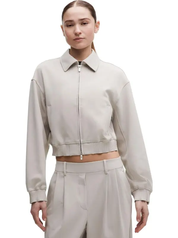 Lululemon Daydrift Bomber Jacket With Classic Collar And Zip-up Detail - Downtown Tan