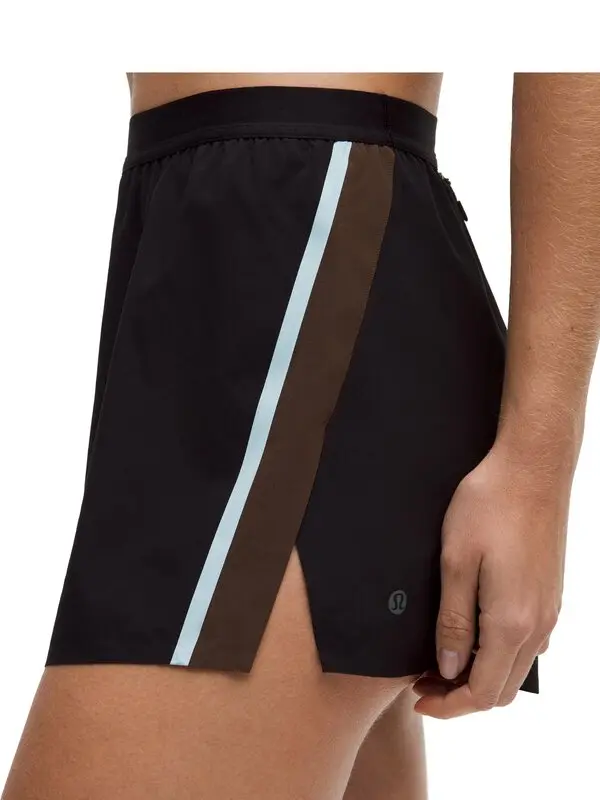 Lululemon High-rise Split Short 3 Running Shorts - Black/walnut Crunch/foam Cloud