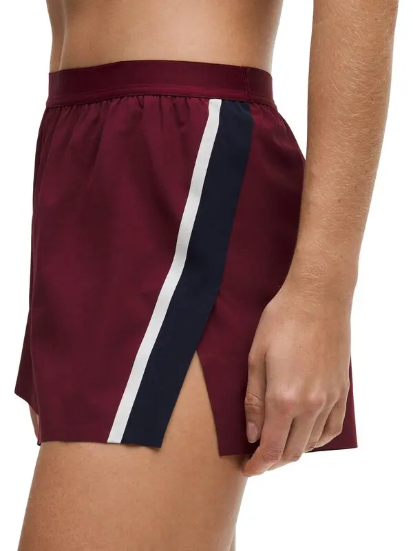 Lululemon High-rise Split Short 3 Running Shorts - Burgundy Bay/true Navy/light Ivory