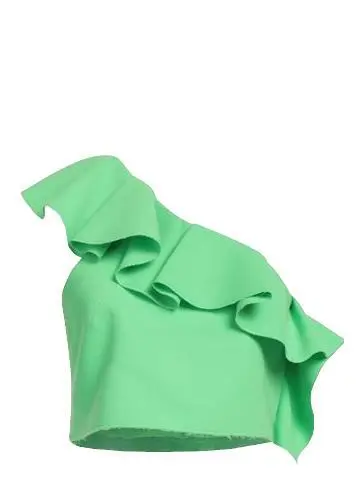 MSGM One-shoulder Ruffled Crop Top - Green