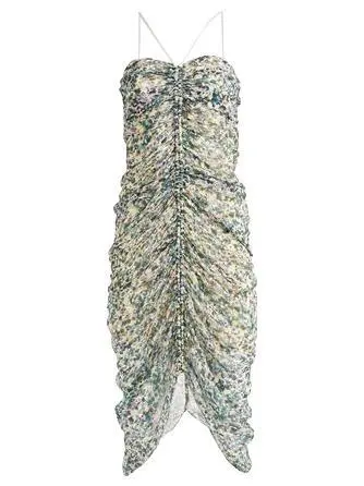 MARANT ETOILE Floral Print Gathered Midi Dress - Green
