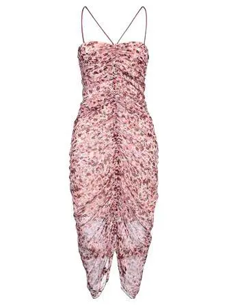 MARANT ETOILE Floral Print Gathered Midi Dress - Red